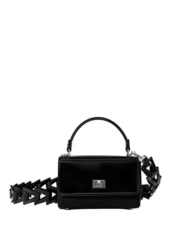 JURGI Lili Suede And Patent Leather Mini Top Handle Bag - Black