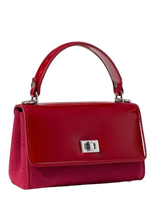 JURGI Lili Suede And Patent Leather Mini Bag - Red