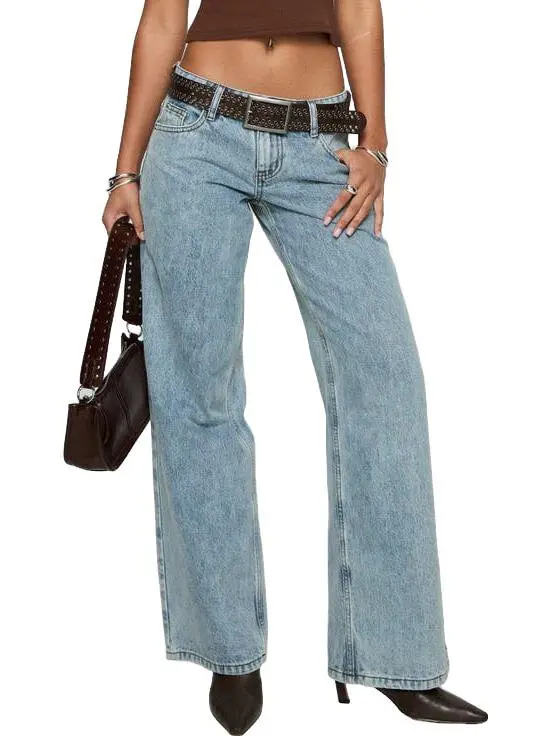 Princess Polly Ellanor Slouchy Wide Leg Jeans - Blue