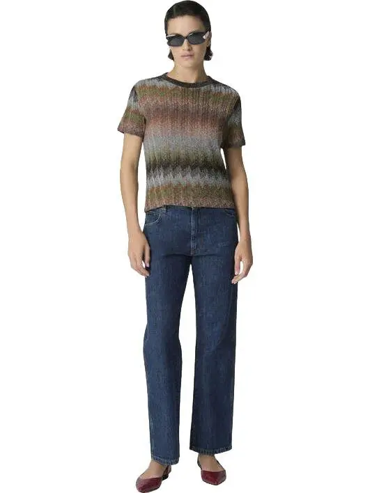 Missoni Viscose Lamé Crew-neck T-shirt With Snake Motif - Green& Brown