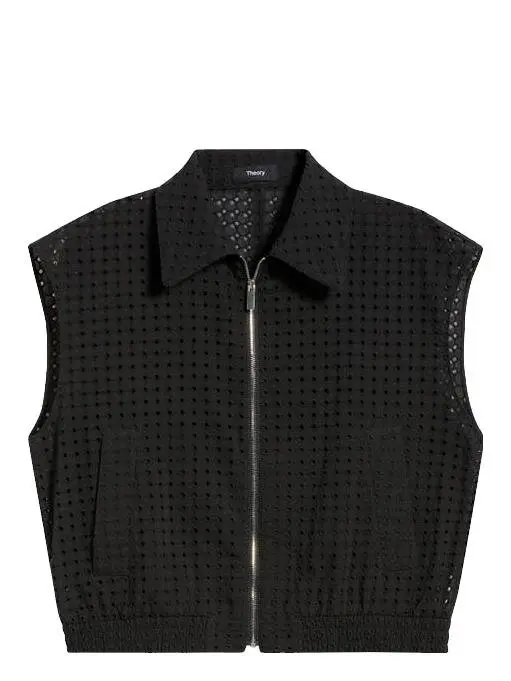 Theory Crop Eyelet Vest - Black