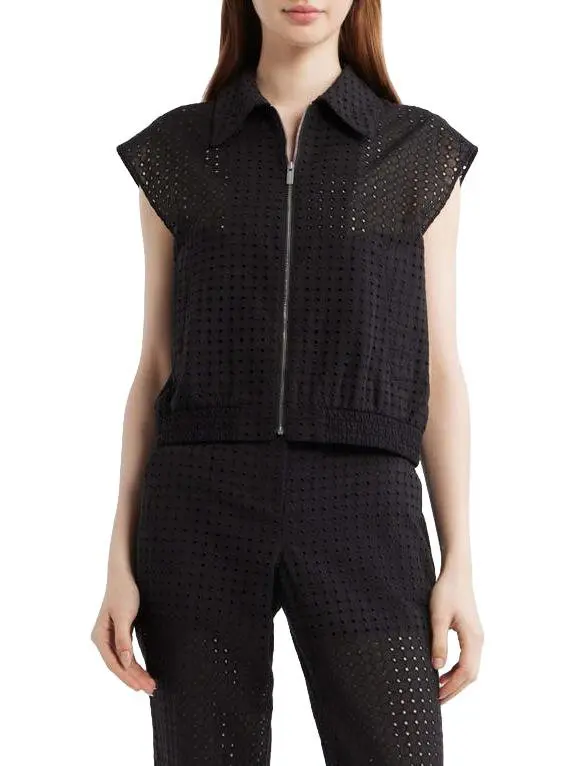 Theory Crop Eyelet Vest - Black