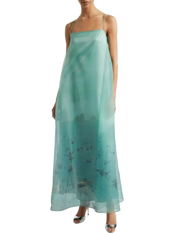 Staud Delfina Print Organza Maxi Dress - Endless Summer