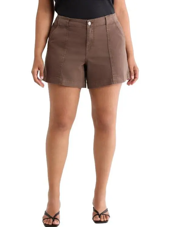 Kut From The Kloth Jane High Waist Denim Utility Shorts - Chocolate