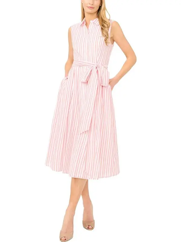 Ted Baker London Charlie Stripe Seersucker Midi Dress - Geranium