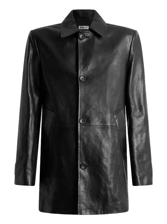 Bally Leather Car Coat - Black