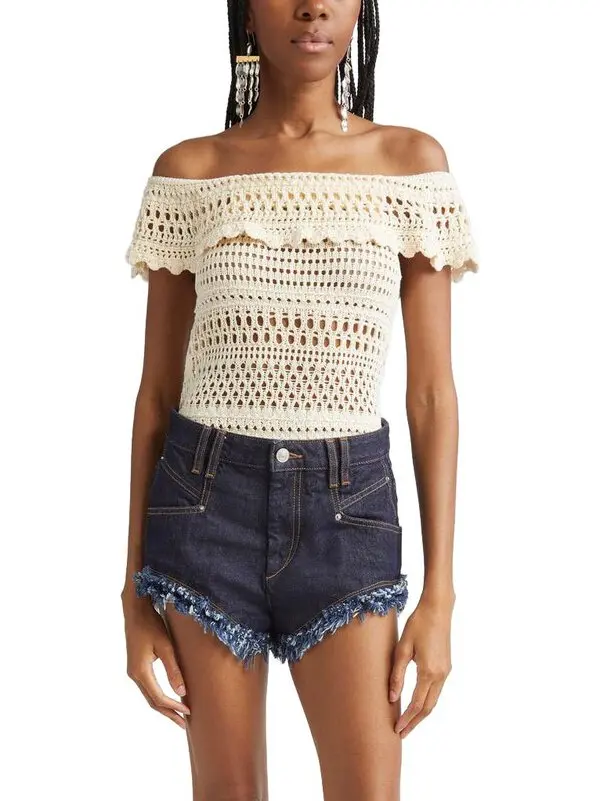 Isabel Marant Off-the-shoulder Crochet Top - Ecru