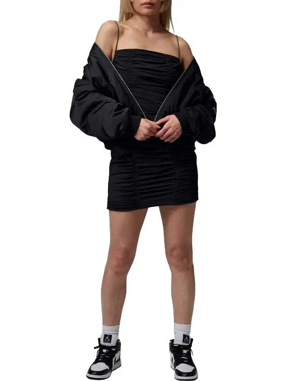 JORDAN Flight Club Ruched Mini Dress - 010 Black