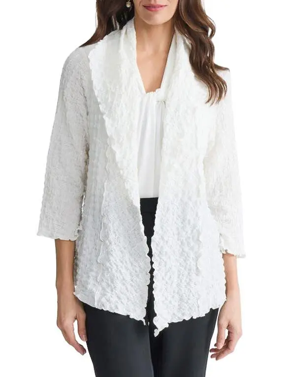 KASPER Pucker Knit Shawl Collar Cardigan - Vanilla Ice