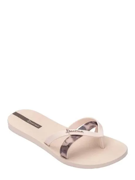 Ipanema Kirei Thong Sandals With Animal Print Strap - Beige/brown