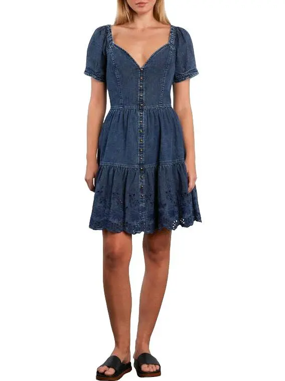 WASH LAB DENIM Ruby Eyelet Tiered Midi Dress - Petal Dream