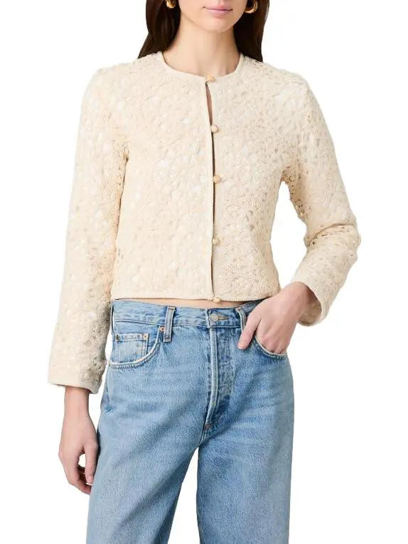French Connection Geo Lace Woven Cardigan - Ecru