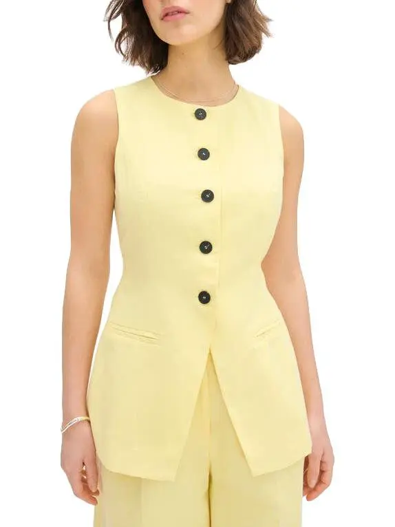 ALIGNE Leo Collarless Vest - Butter Yellow