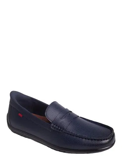 MARC JOSEPH NEW YORK John Street Leather Slip-on Penny Loafer - Navy Grainy Leather
