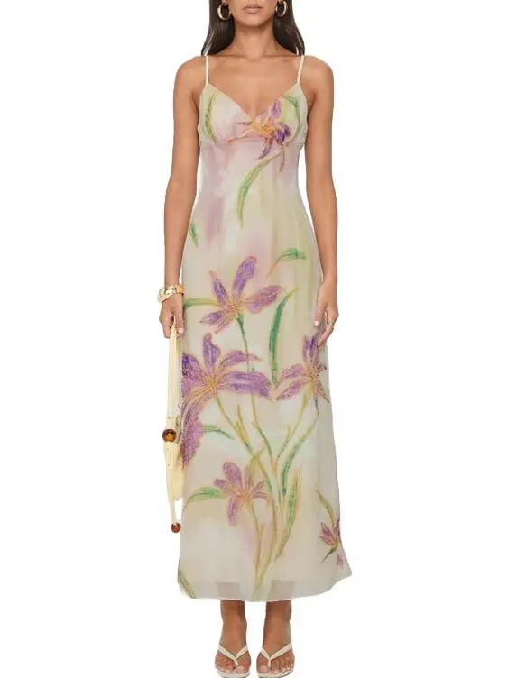 Princess Polly Isakaia Floral Beaded Maxi Dress - Floral/multi