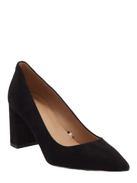 BOSS Janet Suede Pointed Toe Block Heel Pumps - Black