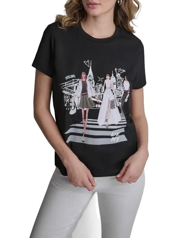 Dkny Nyc Icons Graphic Cotton Blend T-shirt - Black
