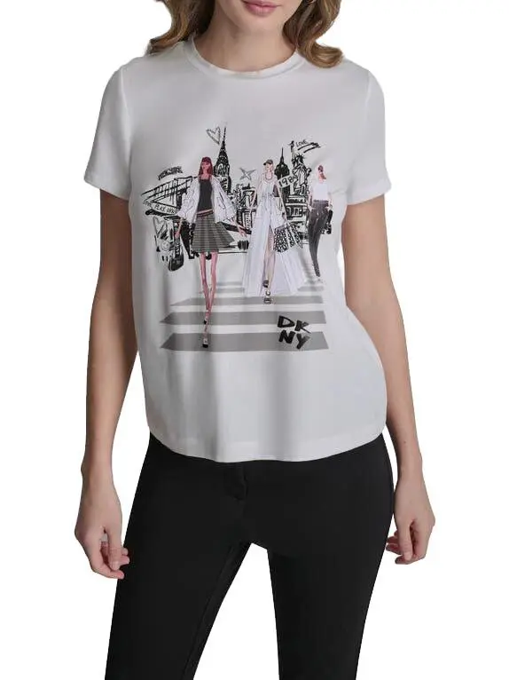 Dkny Nyc Icons Graphic Cotton Blend T-shirt - White