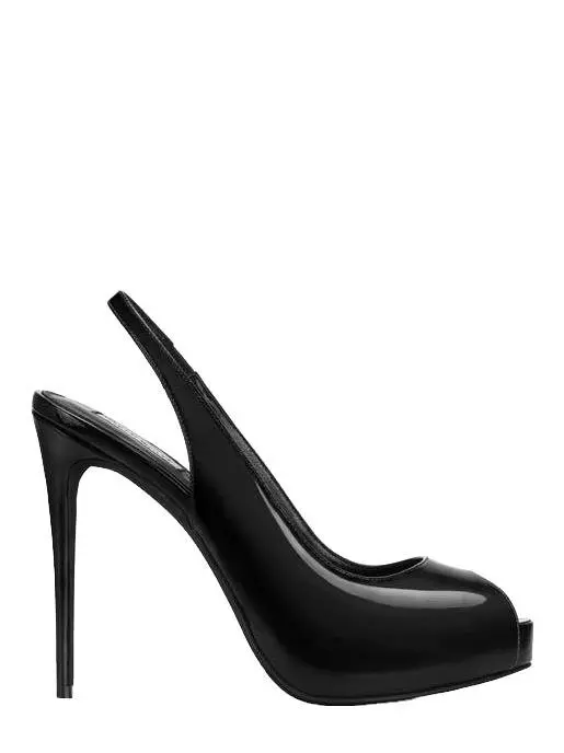 NAKED WOLFE River Patent Leather Peep-toe Slingback Heels - Black