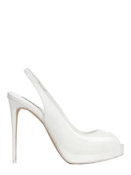 NAKED WOLFE River Patent Leather Peep-toe Slingback Heels - White