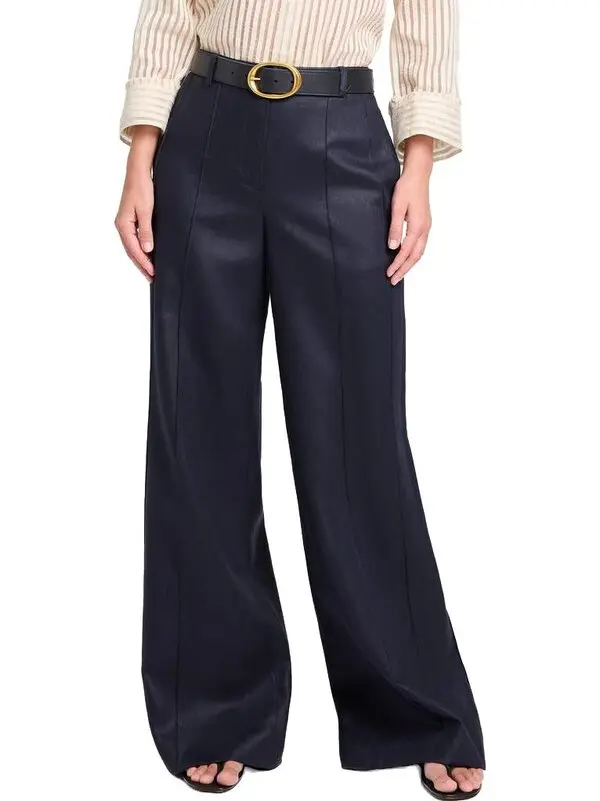 TWP Bond Street Wide Leg Linen Pants - Night Sky