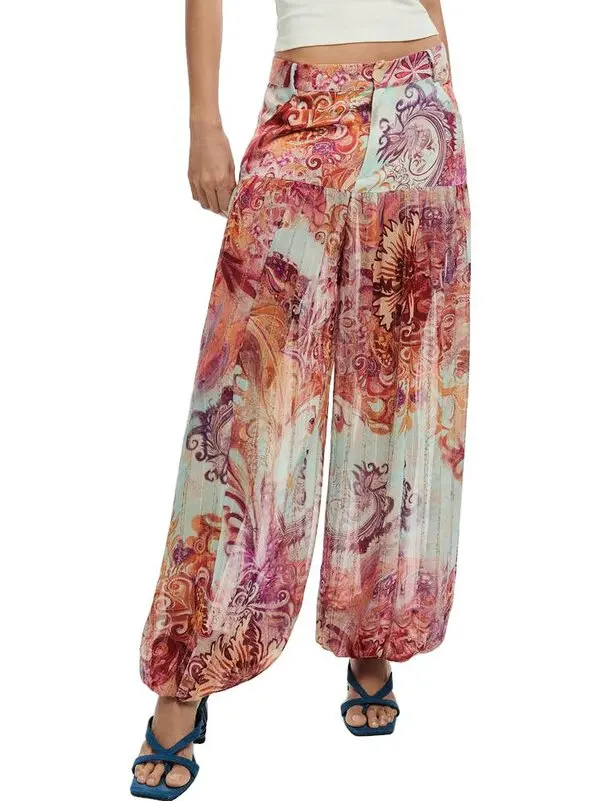 Desigual Printed Balloon Pants - Burgundy