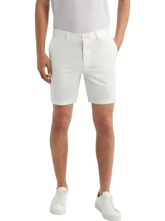 BOSS Kane Flat Front Stretch Cotton Chino Shorts - White