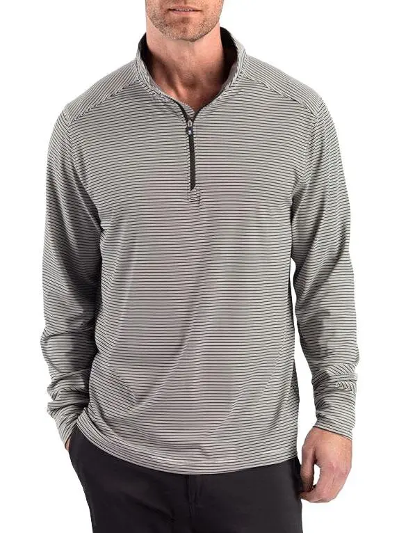 CBUK BY CUTTER & BUCK Forge Epic Confidence Stripe Performance Quarter Zip Pullover - Black/white