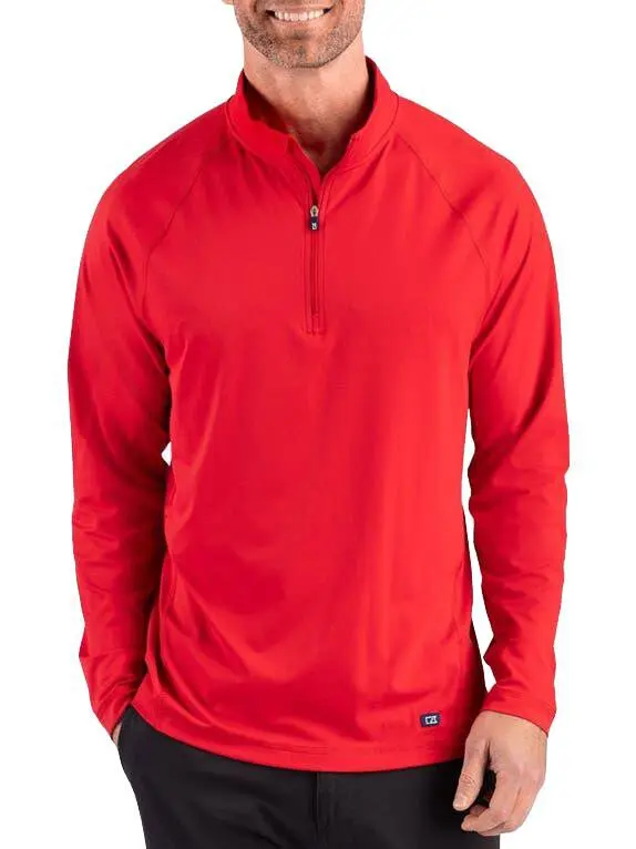 CBUK BY CUTTER & BUCK Prospect Epic Confidence Textured Performance Quarter Zip Pullover - Red