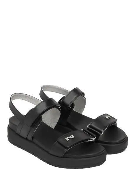NEROGIARDINI Slingback Platform Wedge Sandal - Black