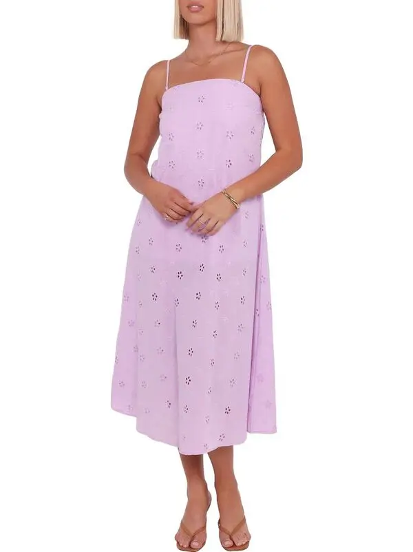 PETAL & PUP Narcissa Eyelet Sleeveless Midi Dress - Lilac
