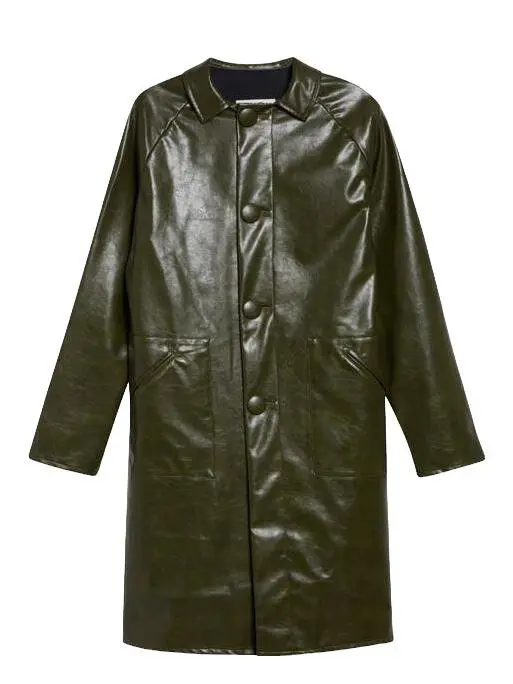 MAISON MARGIELA Faux Leather Coat - Forest Green
