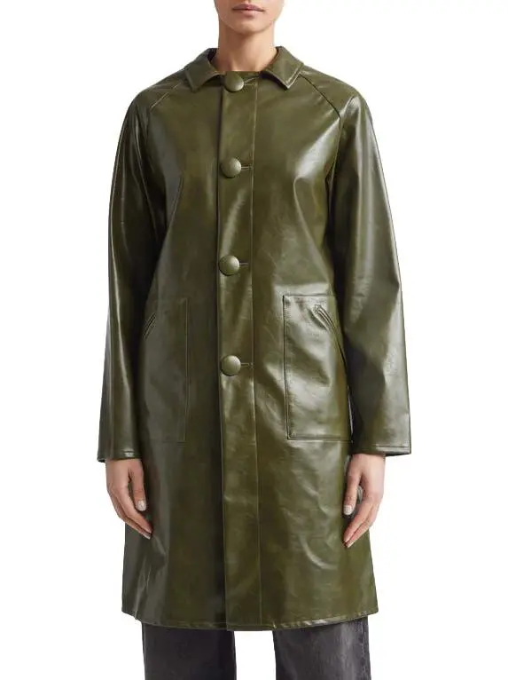 MAISON MARGIELA Faux Leather Coat - Forest Green