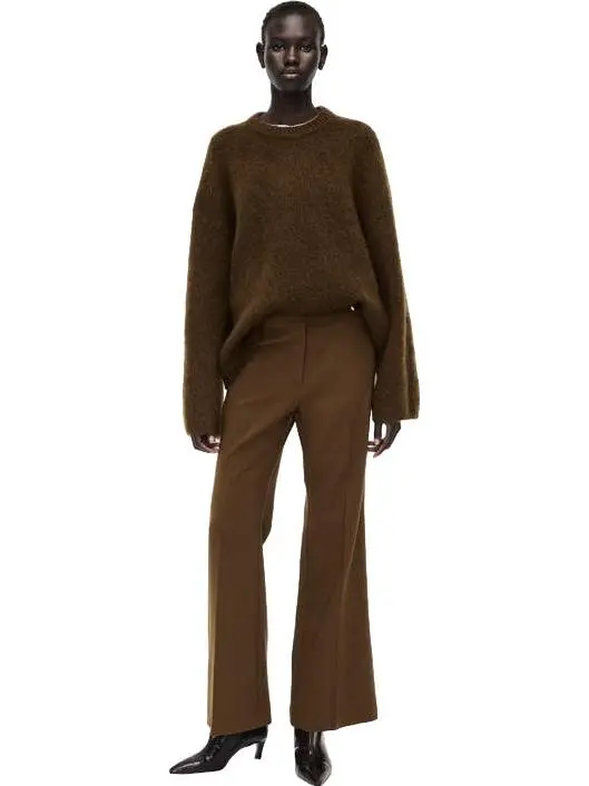 H&m Flared Tailored Trousers - Dark Brown