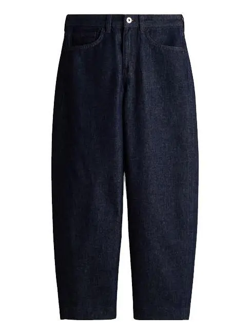 H&m Barrel Leg Low Waist Ankle Jeans - Dark Denim Blue