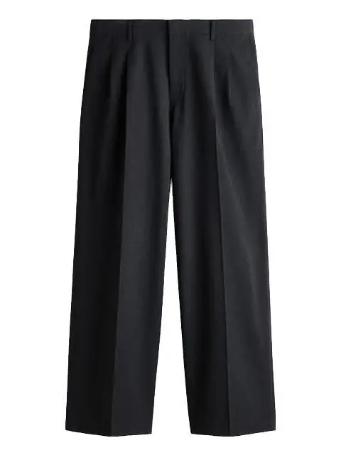 H&m Loose Fit Tailored Trousers - Dark Gray