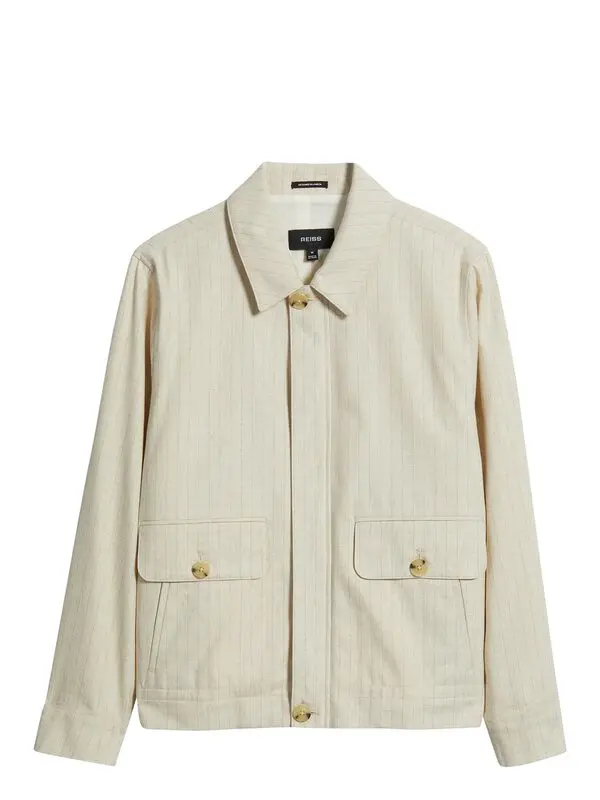 REISS Slayman Pinstripe Jacket - Off White