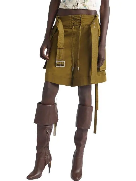 Alexander McQueen Oversized Belted Cargo Shorts - Olive