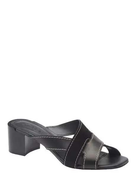 TOD'S Block Heel Slide Sandals - Nero