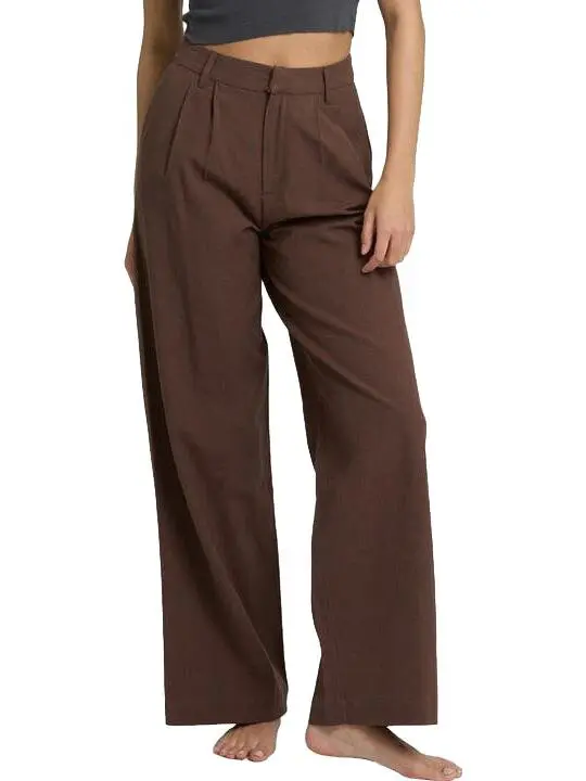 BILLABONG Perfect Day Pleated Wide Leg Trousers - Teak