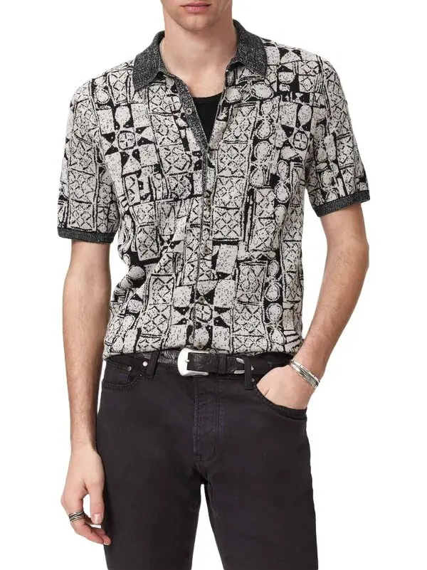 John Varvatos Ferrin Short Sleeve Cardigan - Black/white