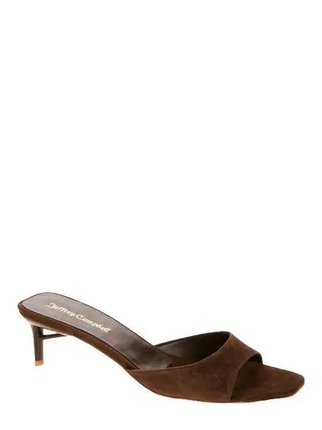 Jeffrey Campbell Cocoa Kitten Heel Slide Sandal - Brown Suede