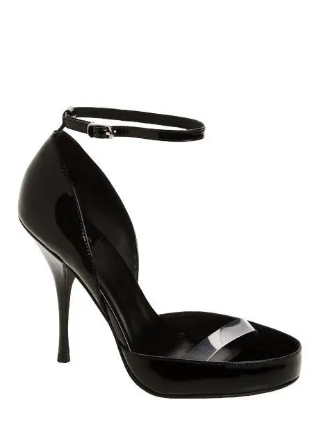 Jeffrey Campbell Gouache Ankle Strap Stiletto Sandals - Black Patent