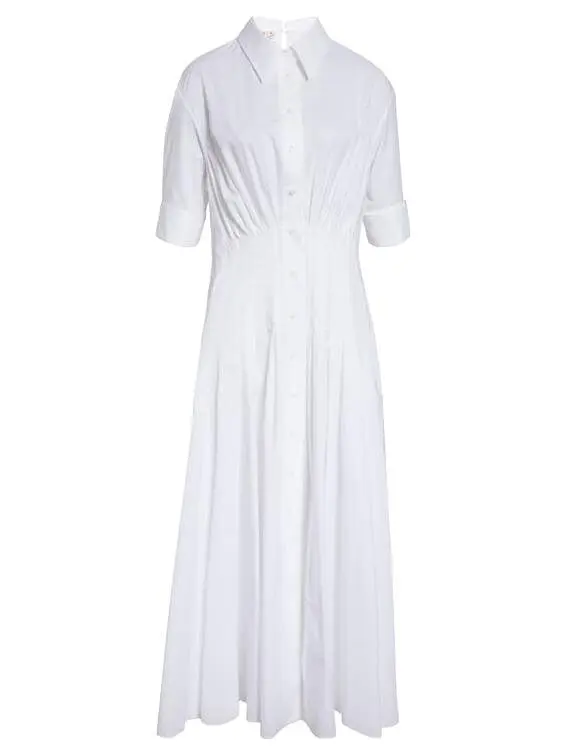 Marni Poplin Midi Shirtdress - 00w01 Lily White