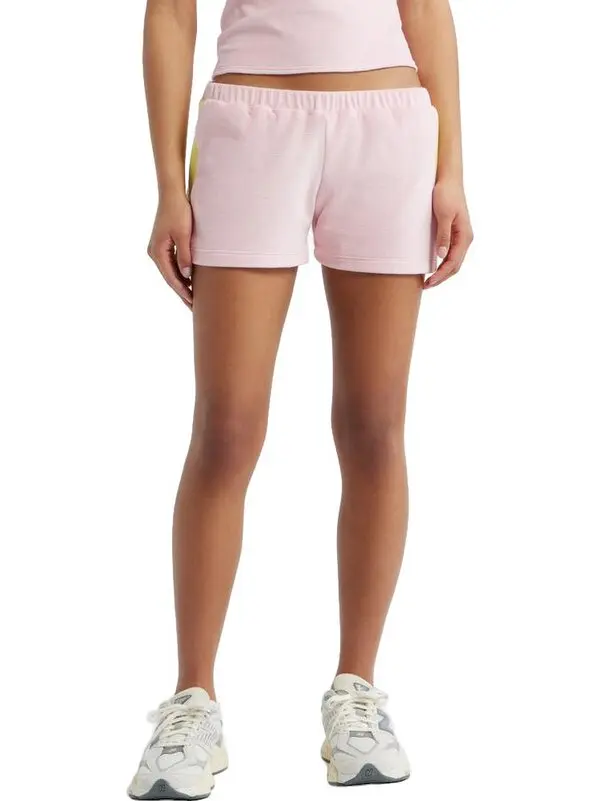 BELLA VENICE Cotton Blend Track Shorts With Side Stripe Detail - Baby Pink