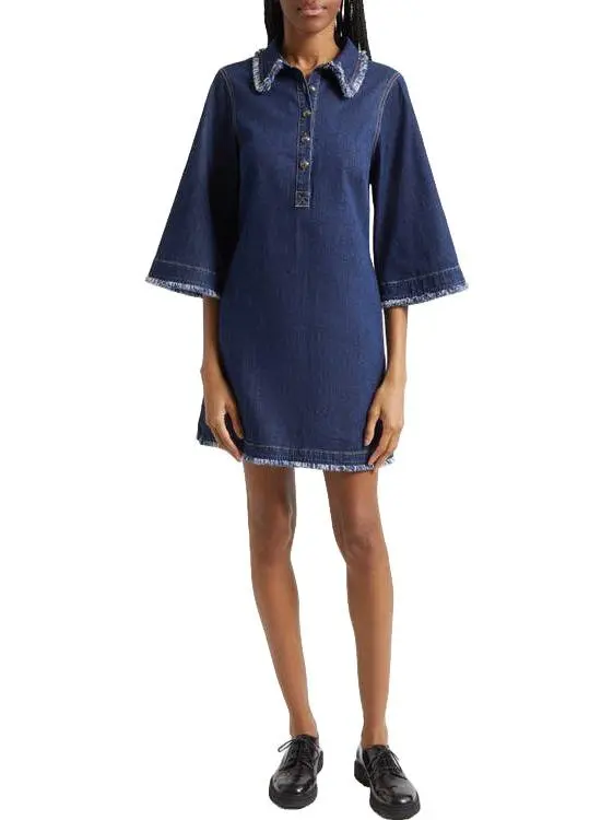 Cinq À Sept Dany Fringe Denim Shirtdress - Twilight