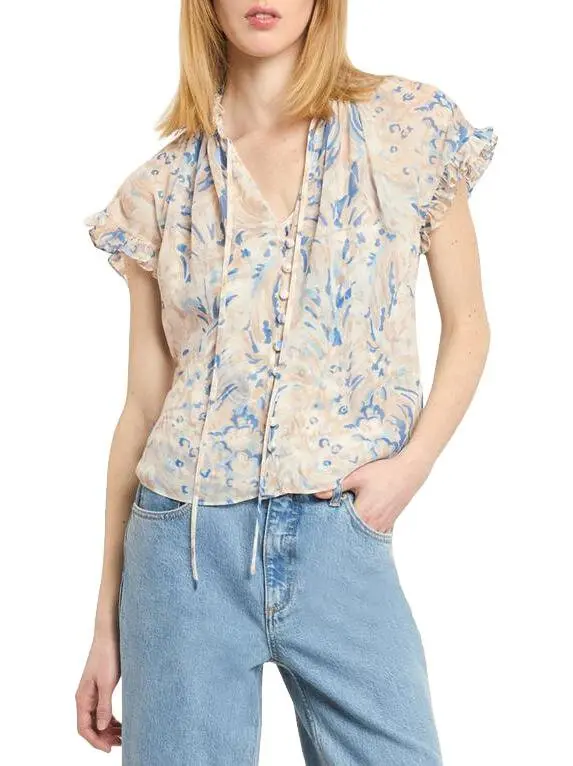 Cinq À Sept Jenise Daisy Swirl Top - Neutral Multi
