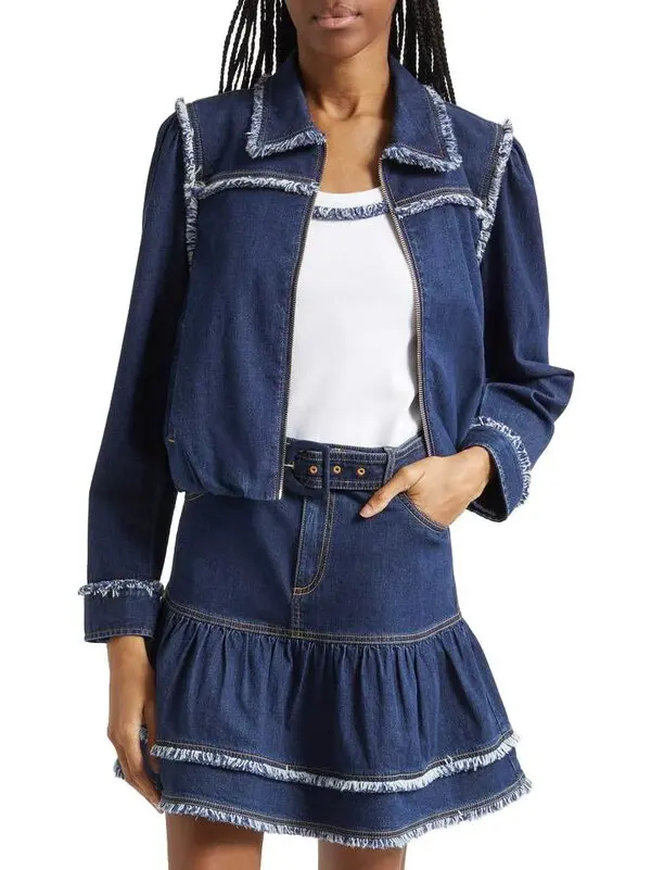 Cinq À Sept Indria Fringe Denim Jacket - Twilight