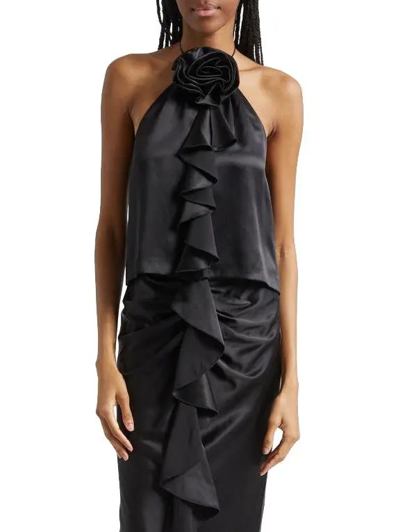 Cinq À Sept Hallie Rosette Silk Top - Black