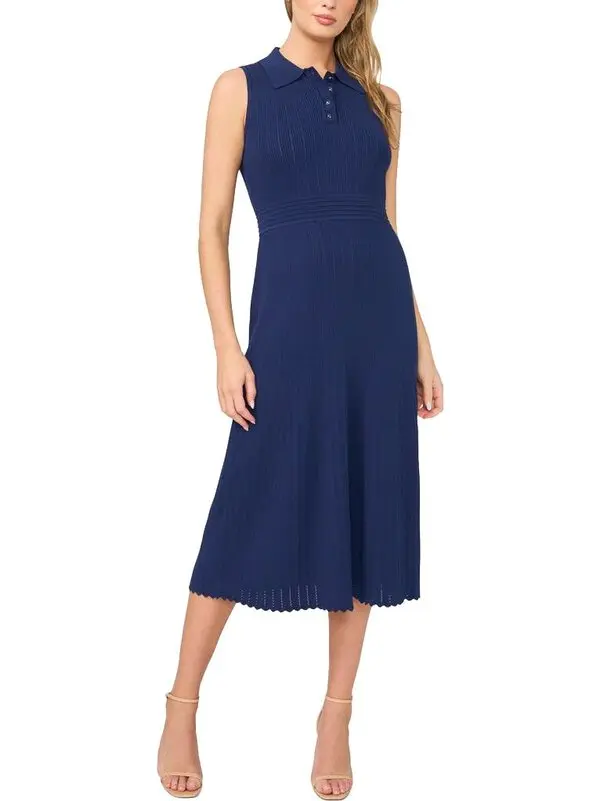 Ted Baker London Harley Rib Pointelle Polo Midi Dress - Deep Night